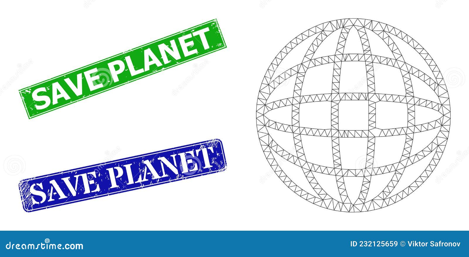 Distress Save Planet Stamp Seals and Triangle Mesh Sphere Icon Stock ...