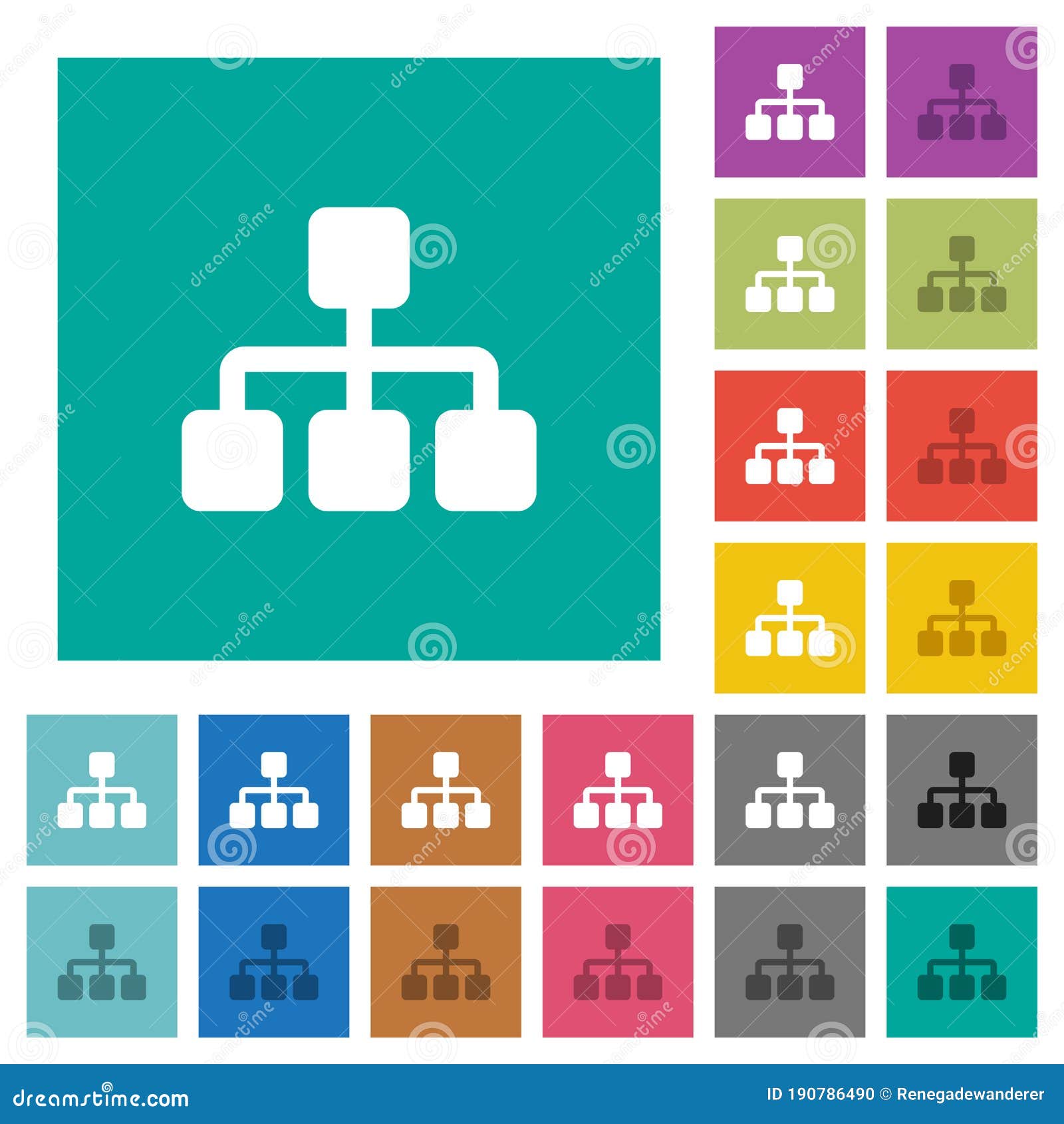 Network Square Flat Multi Colored Icons Stock Vector - Illustration of ...