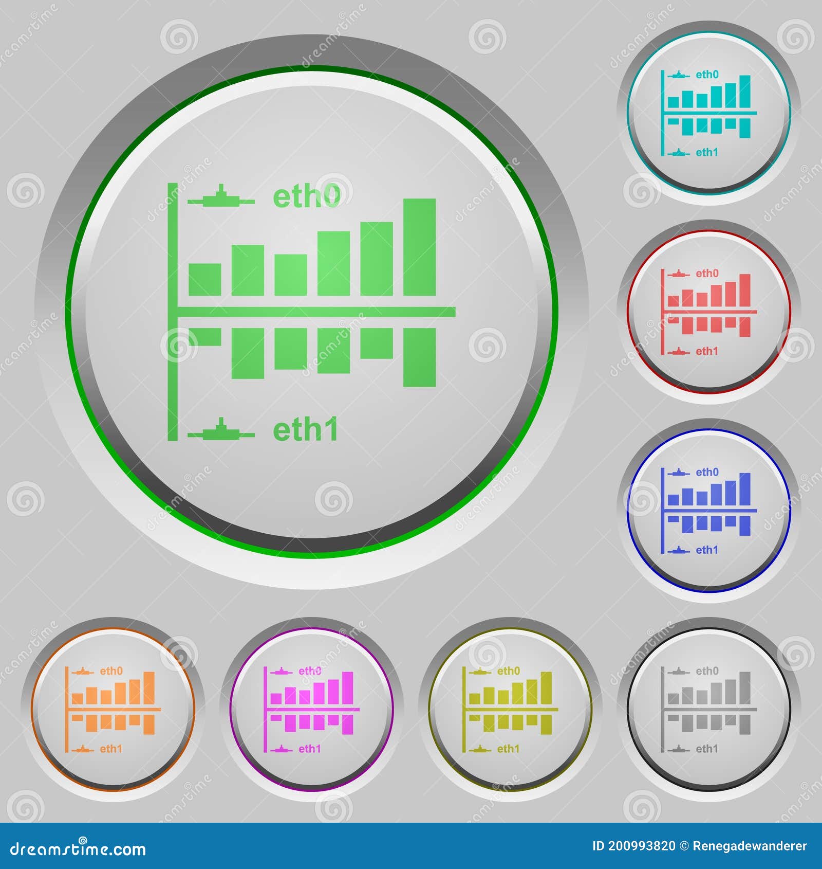 Network Statistics White Icons On Edged Square Buttons Vector ...