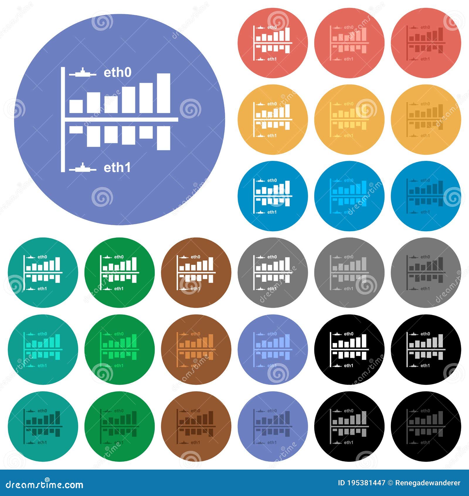 Network Statistics Round Flat Multi Colored Icons Stock Vector ...