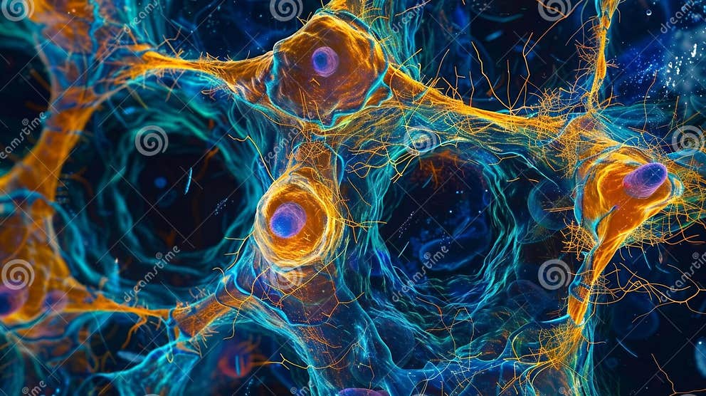 A Network of Stem Cells Differentiating into Skin Cells and Forming a ...