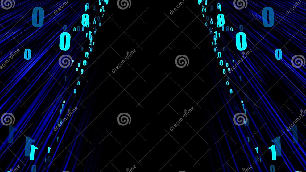 Network Stream Data - Fast Motion in Space with Zeros and Ones, Computer Generated Modern ...