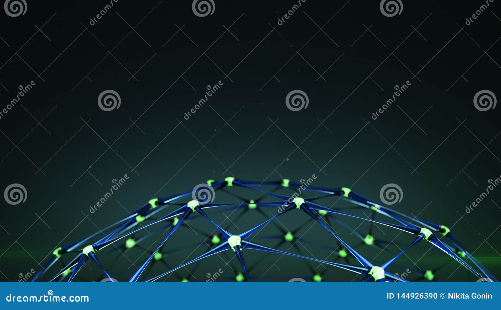 Network Structure with Glowing Green Nodes 3D Rendering Stock ...