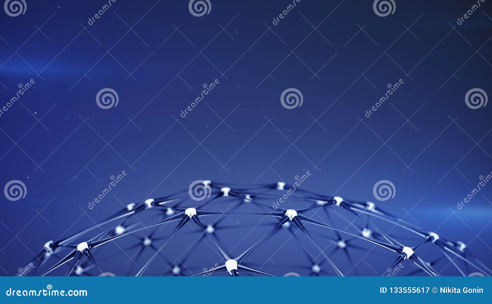 Network Structure with Glowing Nodes 3D Render Stock Illustration ...