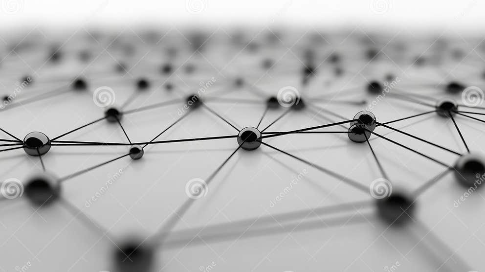 Network Structure with Interconnected Lines and Dots in 3D Rendering Stock Illustration ...