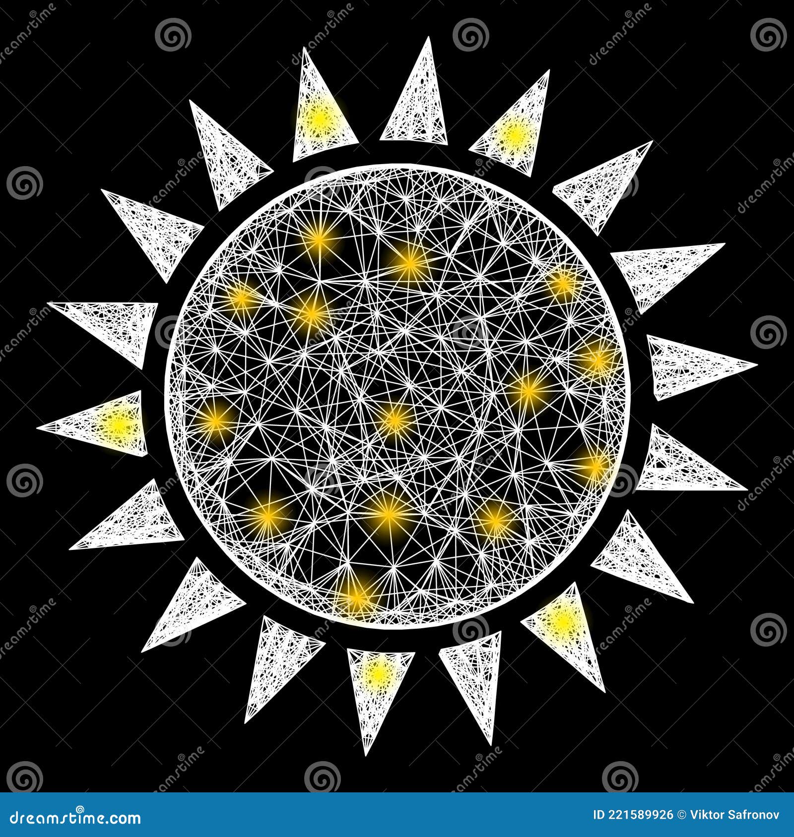 Network Sun Mesh with Bright Light Spots Stock Vector - Illustration of ...