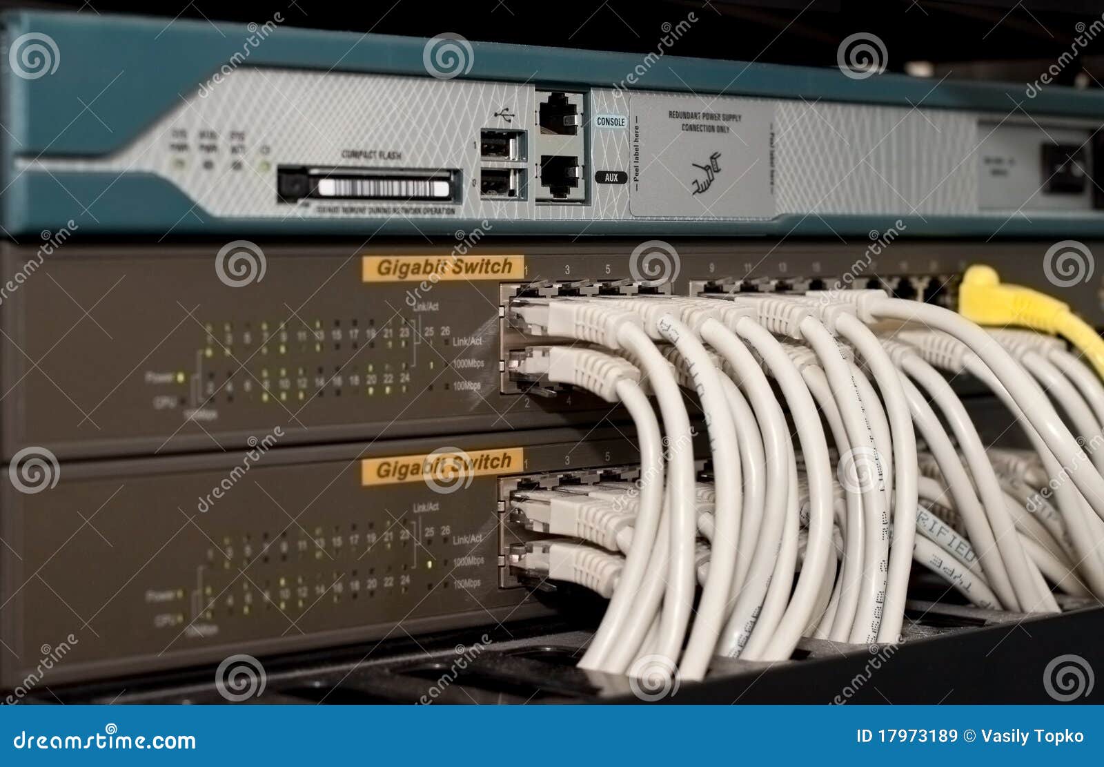 Network switch with cables stock image. Image of rj45 - 17973189