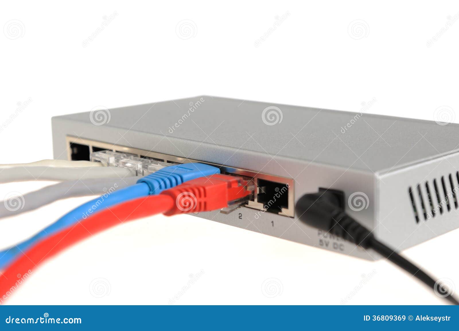 A Network Switch is Connected Colored Cables Stock Image - Image of ...