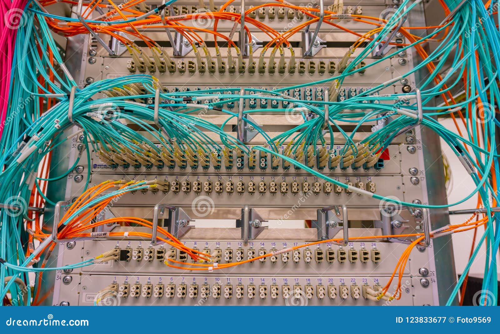 Network Switch Connections for Network Cable RJ45 and Cable Fiber Optic ...