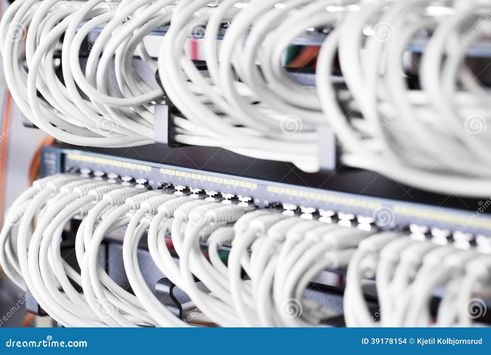 Network Switch in Data Center Stock Photo - Image of horizontal, yellow ...