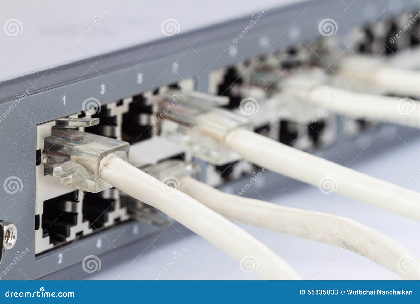 Network Switch and Ethernet Cables Stock Image - Image of interface ...