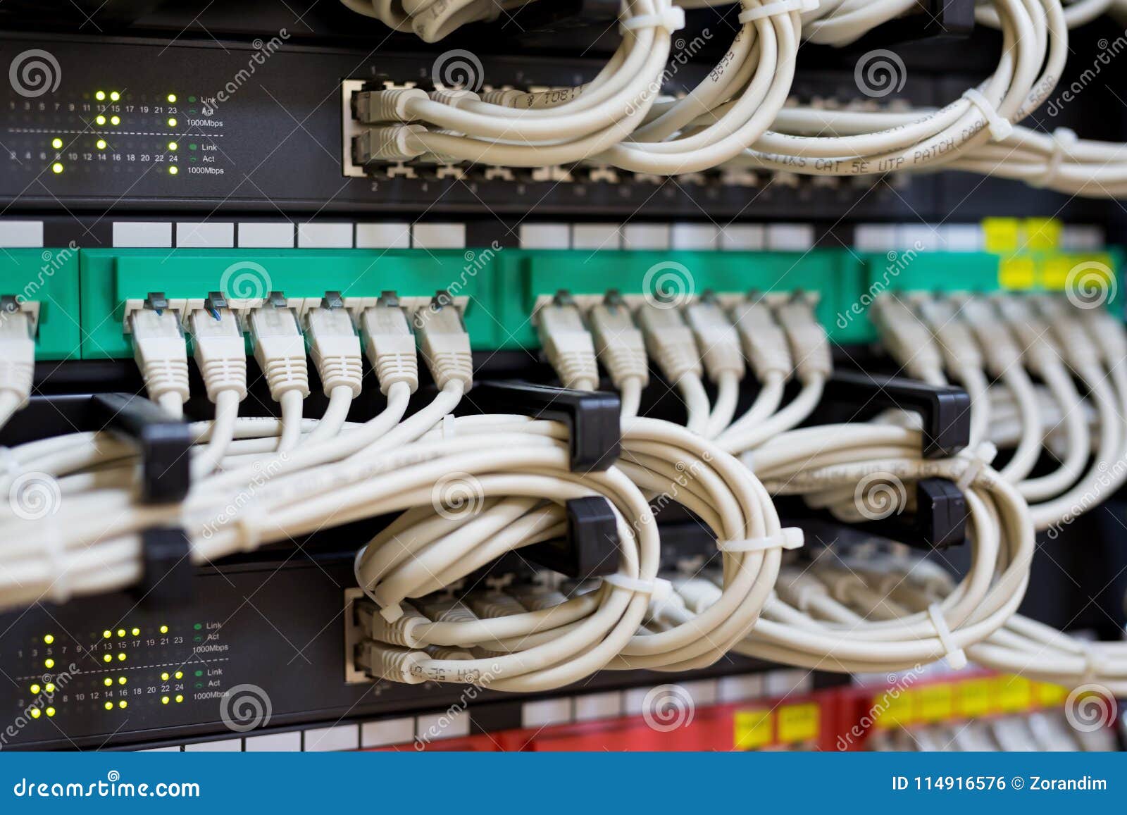 Network Switch and Ethernet Cables Connected Stock Photo - Image of ...