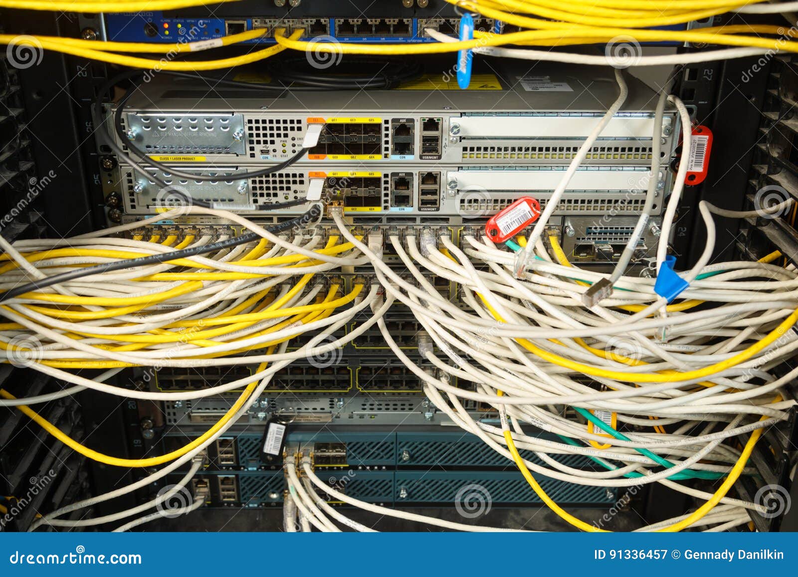 Network Switch and Ethernet Cables Stock Image - Image of office ...