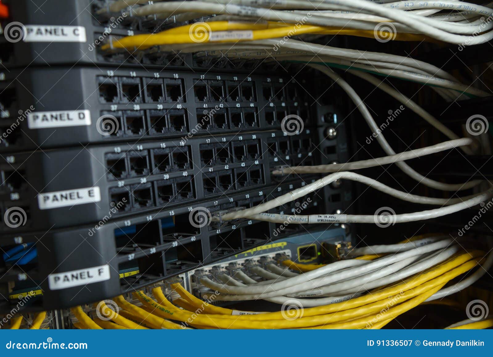 Network Switch and Ethernet Cables Stock Image - Image of center, cable ...