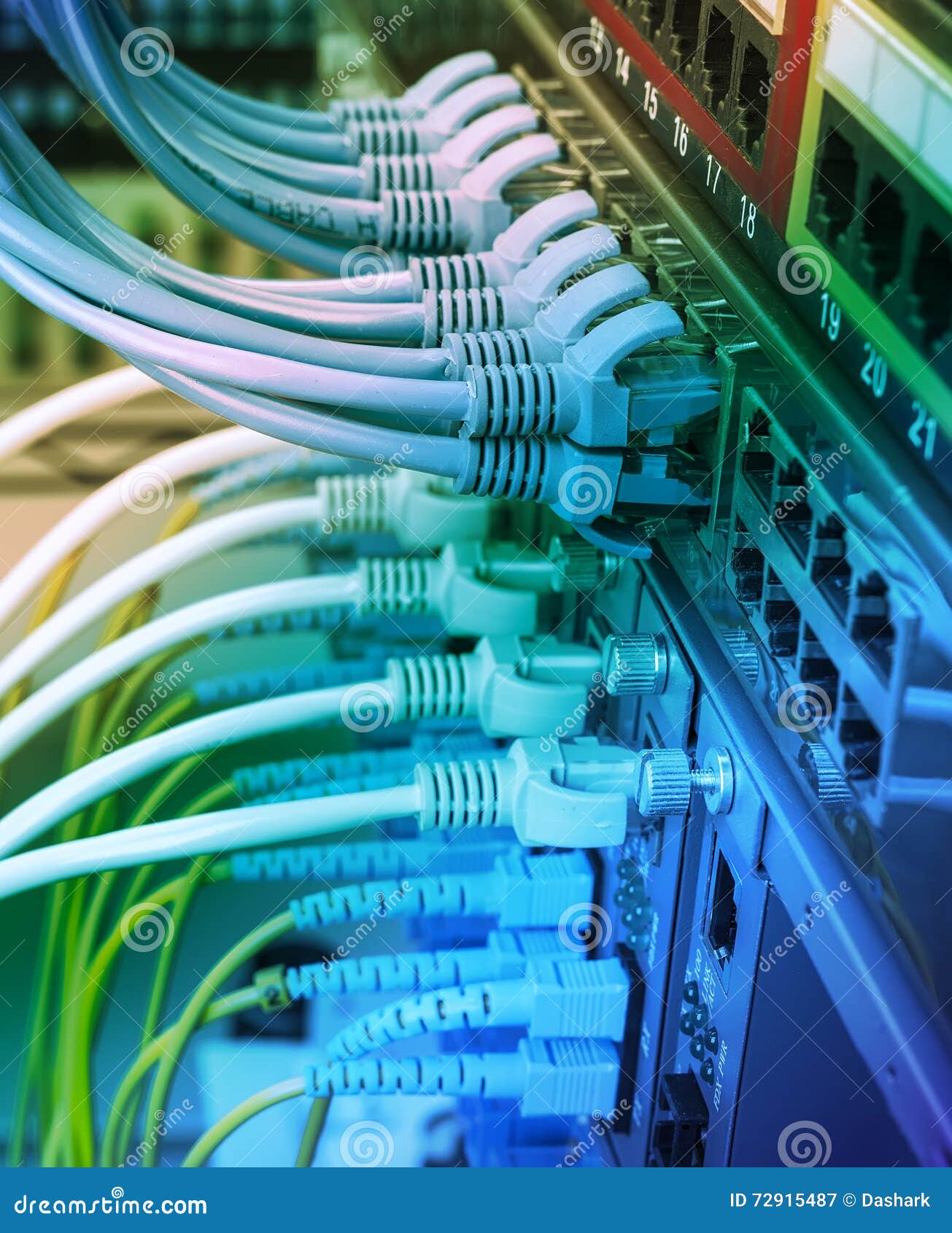 Network Switch and Ethernet Cables Stock Image - Image of area, center ...