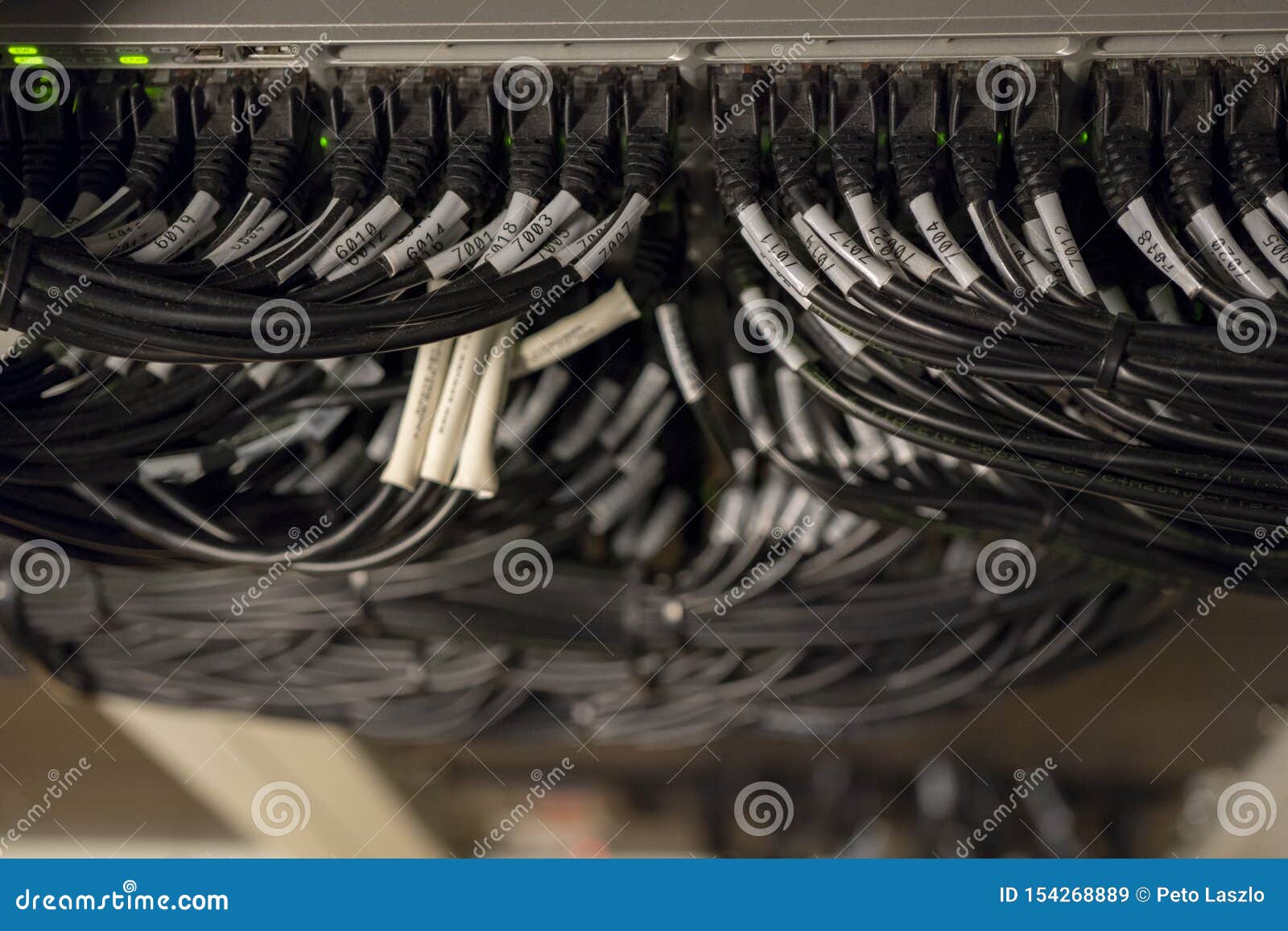 Network Switch and Ethernet Cables Patched into Local Network and IPTV ...