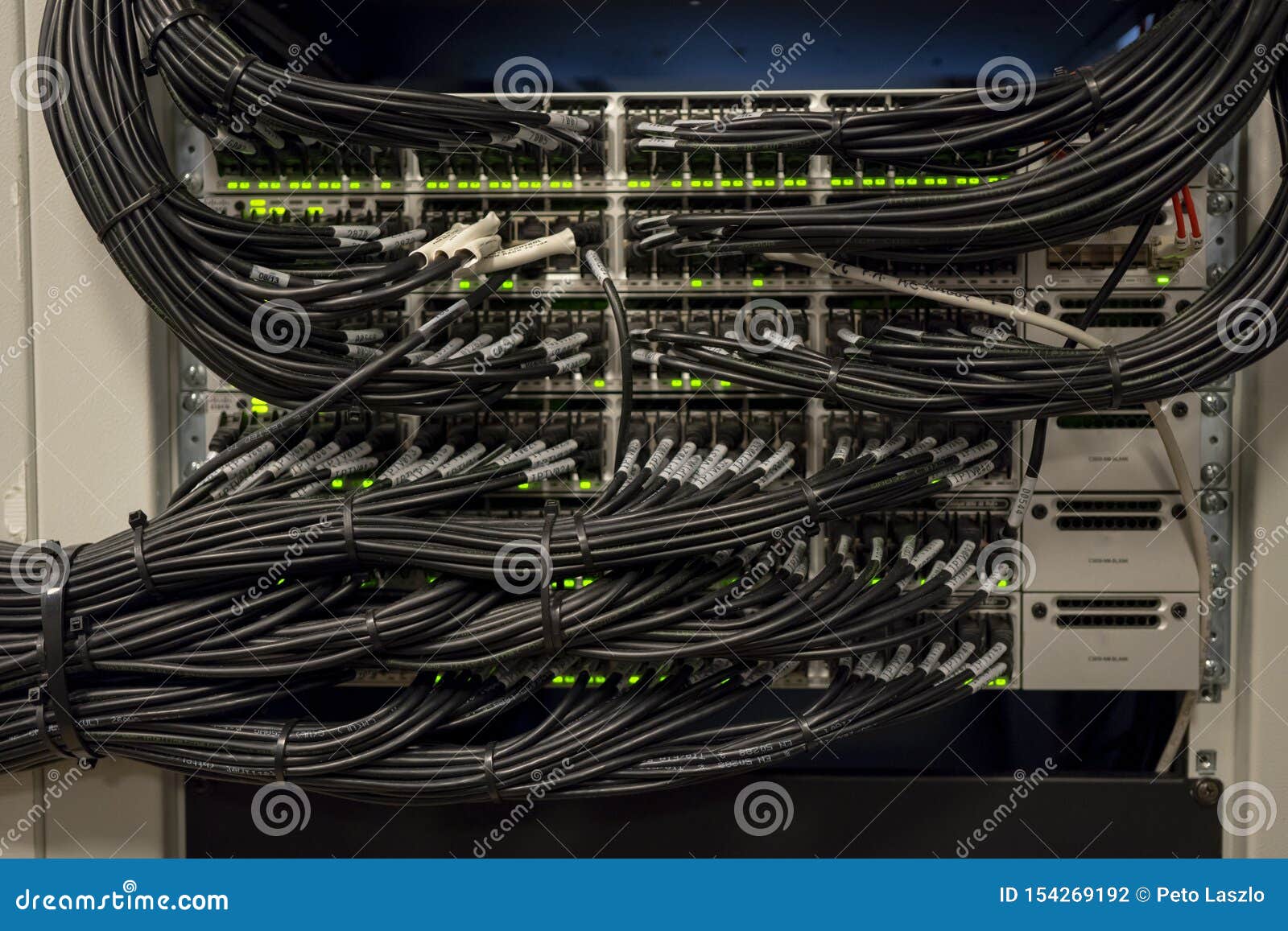 Network Switch and Ethernet Cables Patched into Local Network and IPTV ...