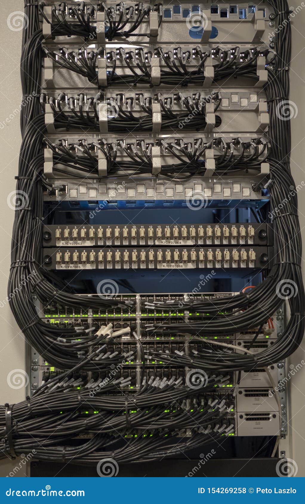 Network Switch and Ethernet Cables Patched into Local Network and IPTV ...