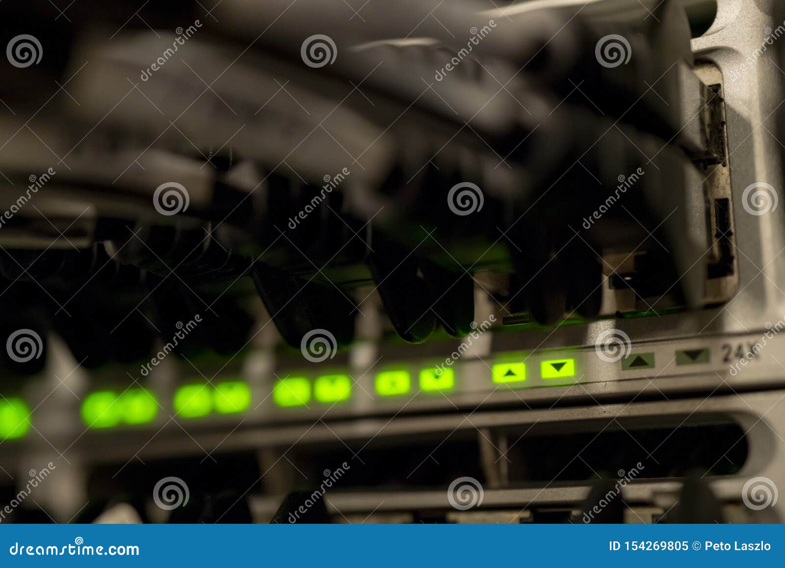 Network Switch and Ethernet Cables Patched into Local Network and IPTV ...