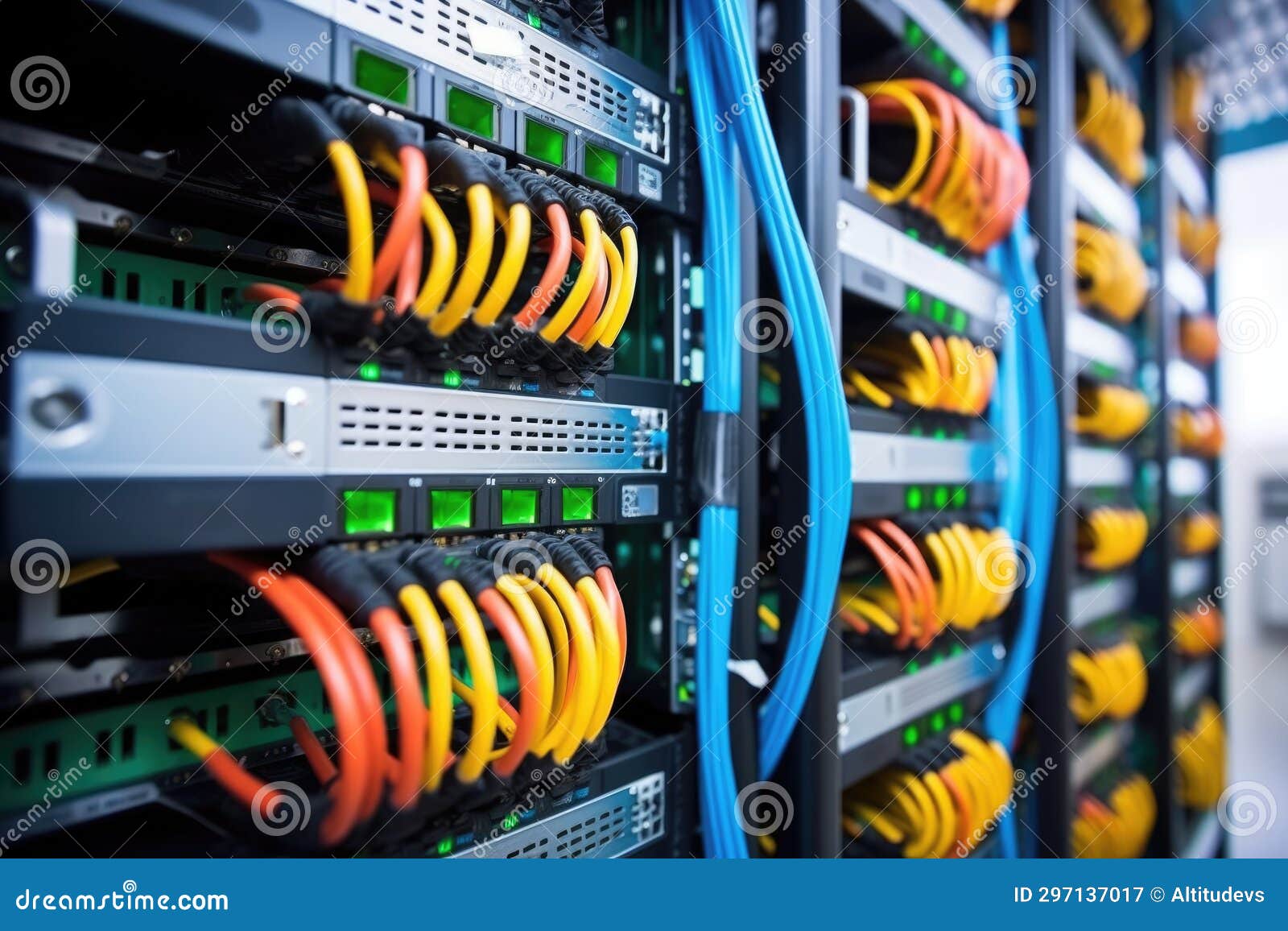 Network Switch with Ethernet Cables Plugged in Stock Image - Image of ...