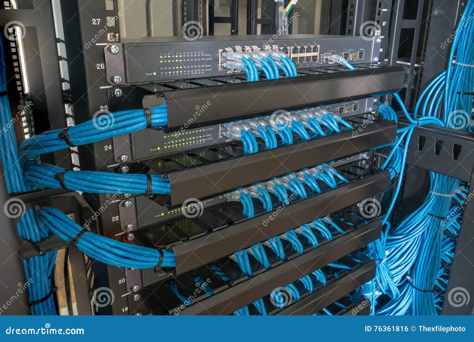 Network Switch and Ethernet Cables in Rack Cabinet Stock Photo - Image ...
