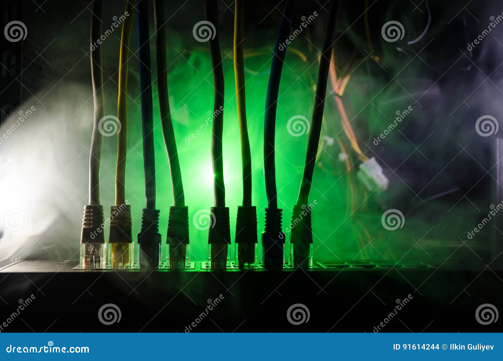 Network Switch and Ethernet Cables, Symbol of Global Communications ...