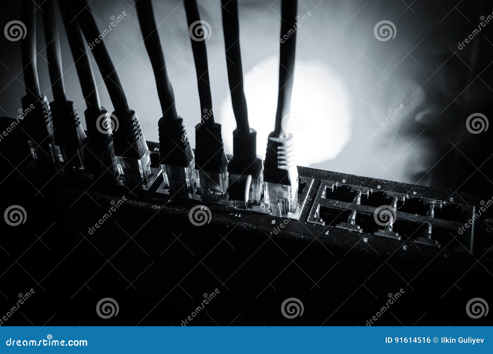 Network Switch and Ethernet Cables, Symbol of Global Communications ...