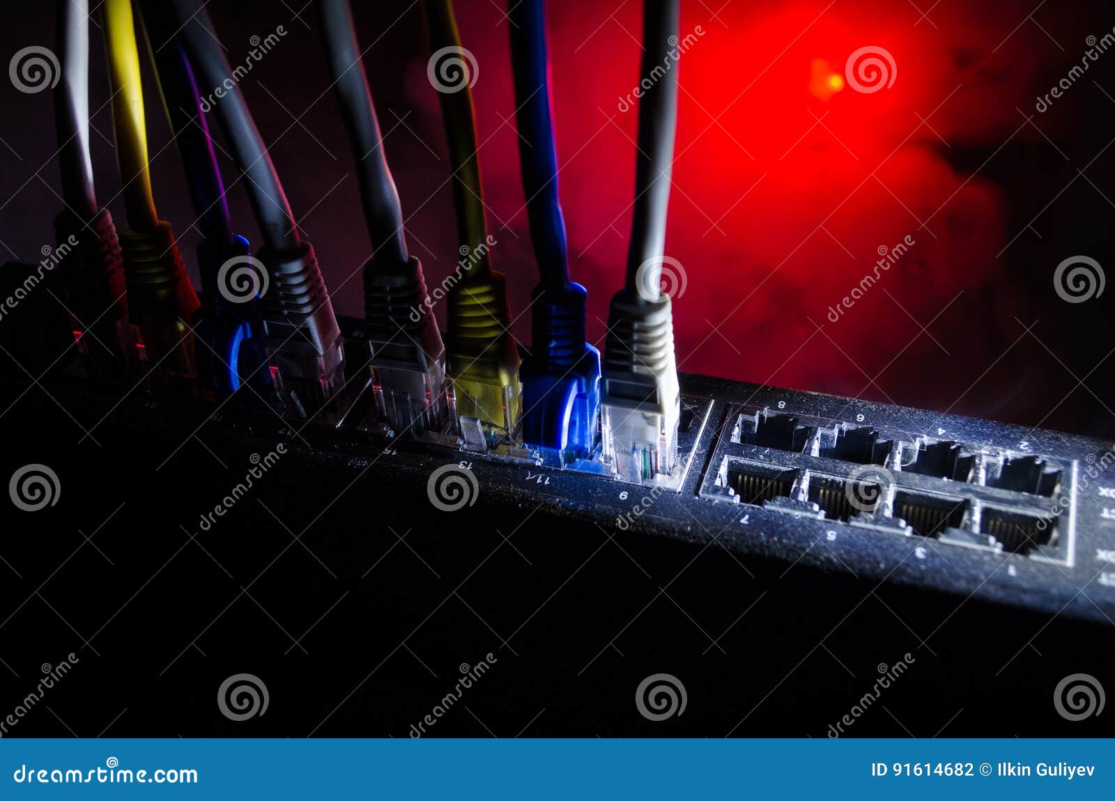 Network Switch and Ethernet Cables, Symbol of Global Communications ...
