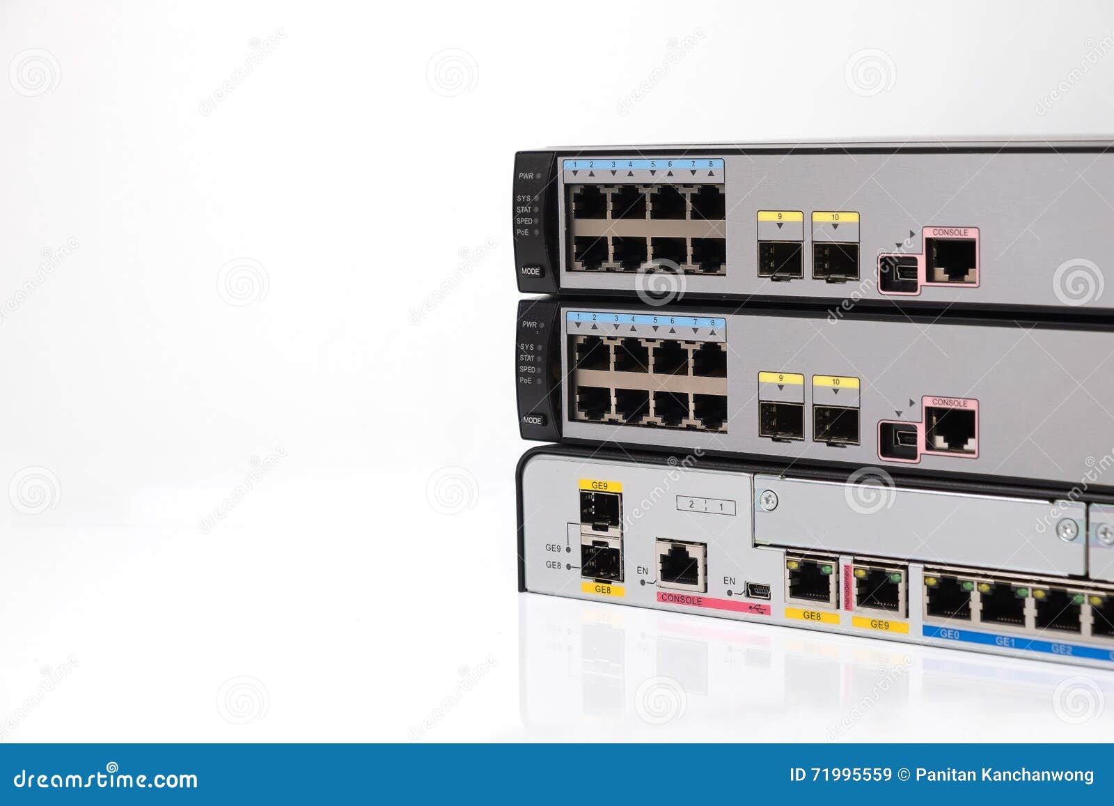 Network switch front panel stock image. Image of plug - 71995559