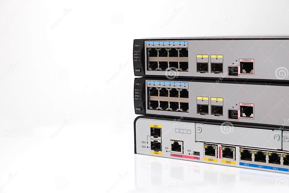 Network switch front panel stock image. Image of plug - 71995559
