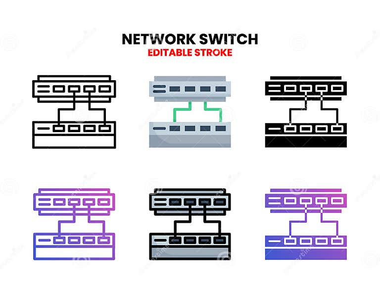 Network Switch Icon Set with Different Style Stock Vector ...