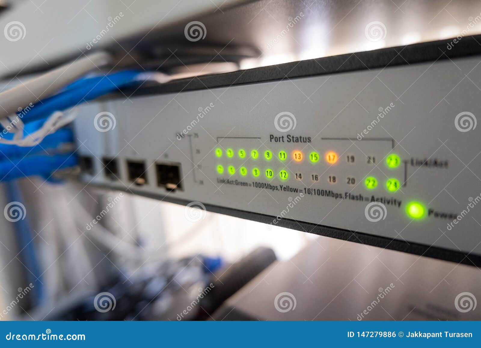 Network Switch LED Show Online Green and Orange Status Stock Photo ...
