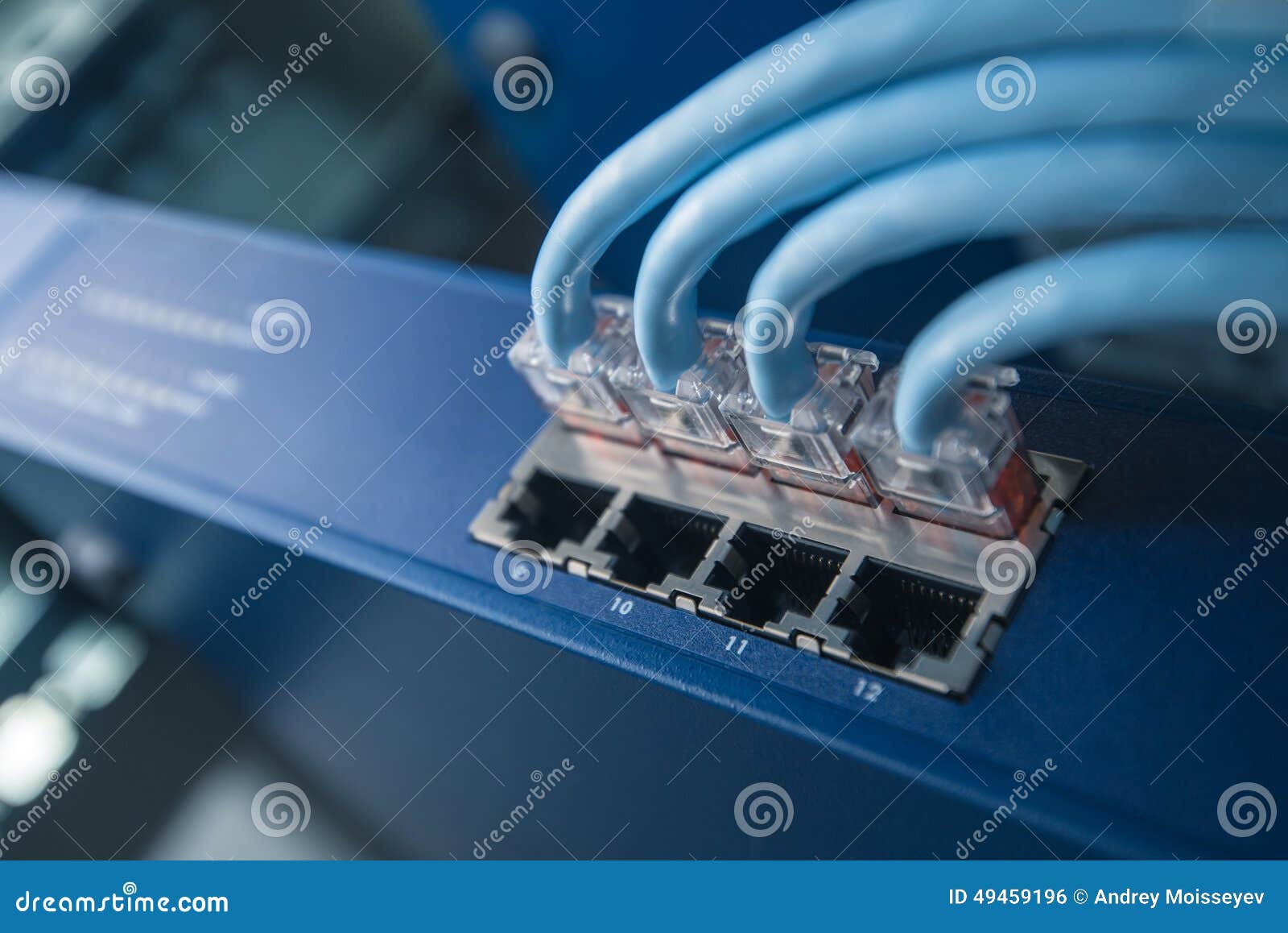 Network Switch with Network Cables Stock Photo - Image of blue ...