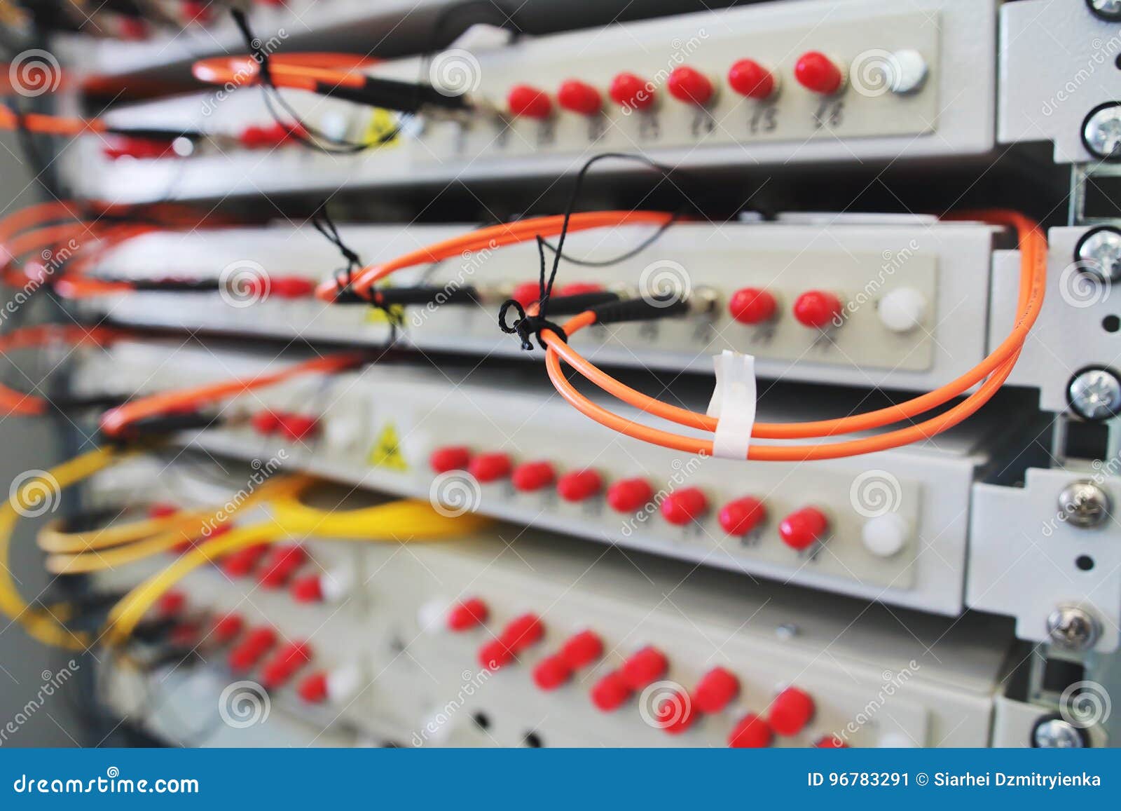Network Switch on Rack with Cables Connected in Data Center Room Stock ...