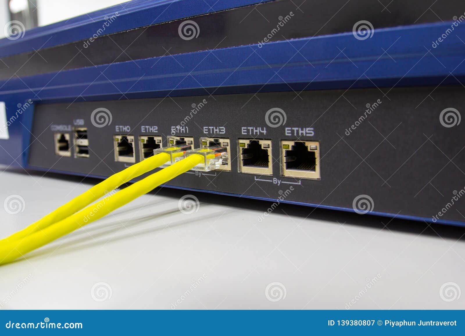 Network Switch in Rack, Network Cables Connect SFP Module Port Stock ...