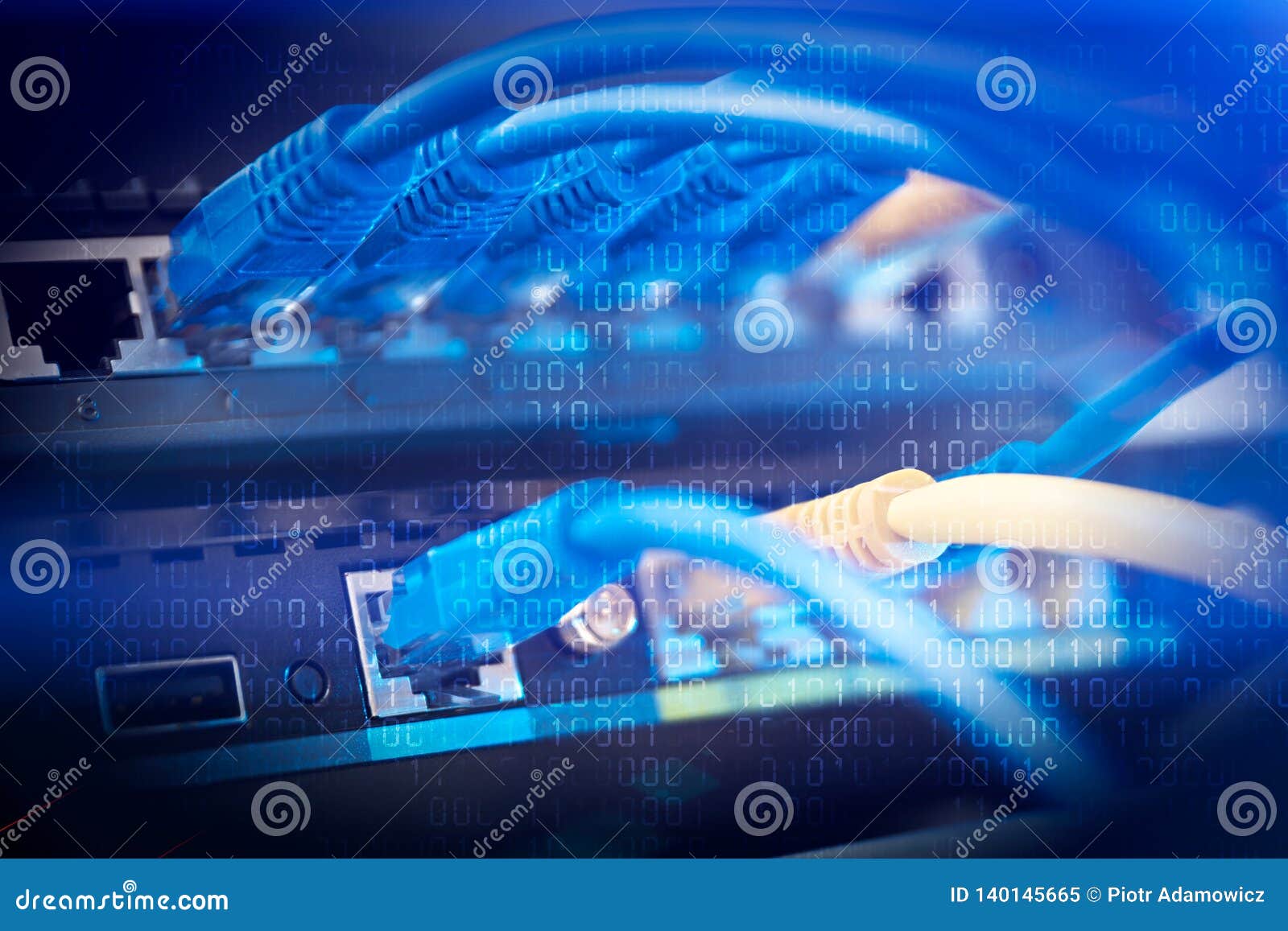 Network Switch Sockets with Cable Connections Stock Image - Image of ...