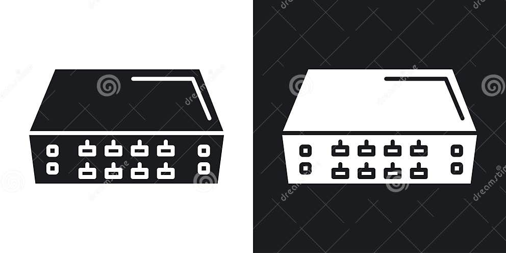 Network Switch Thin Line Vector Icon Set Stock Illustration ...