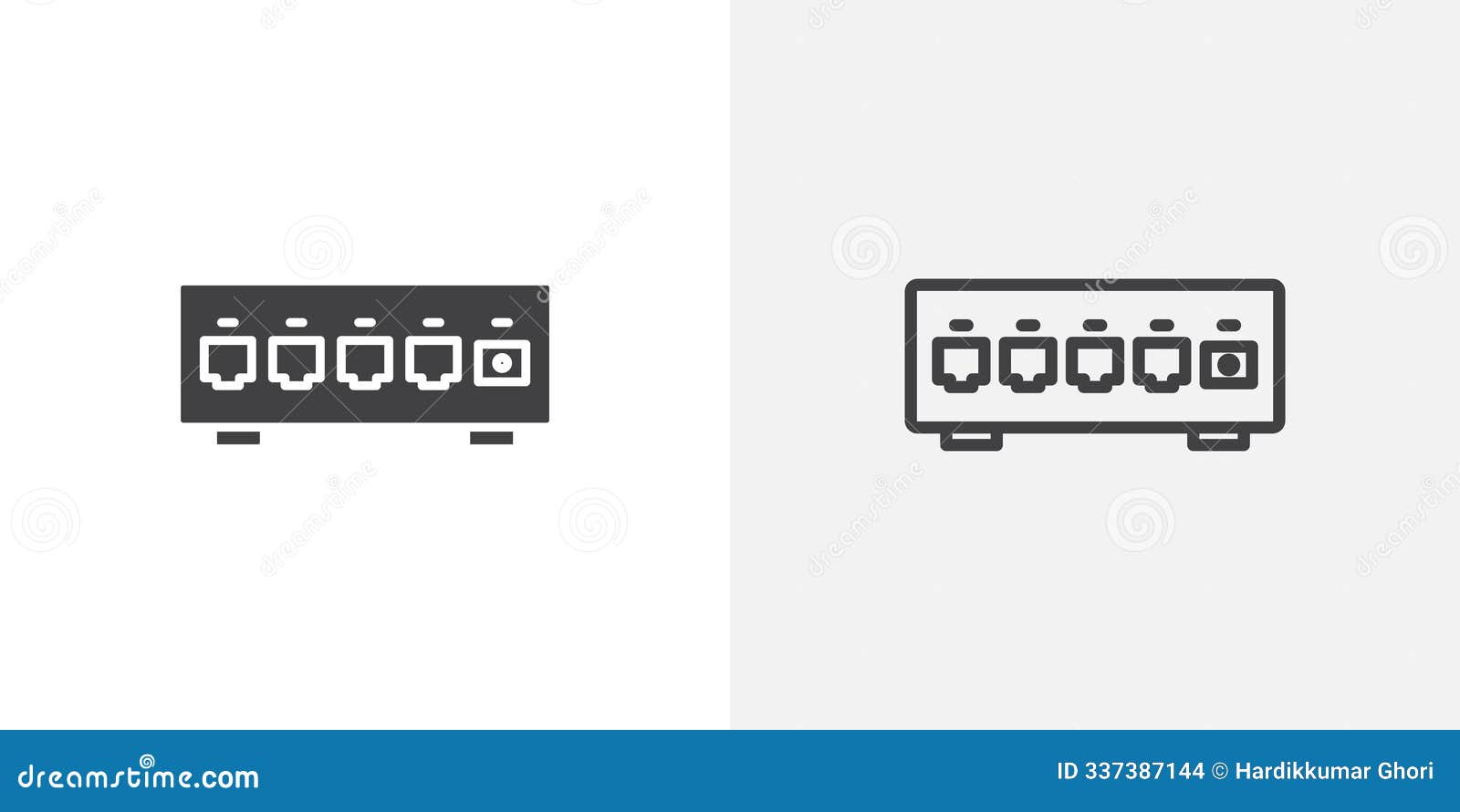 Network Switch With Ethernet Cables On Gray Background Stock Photo ...