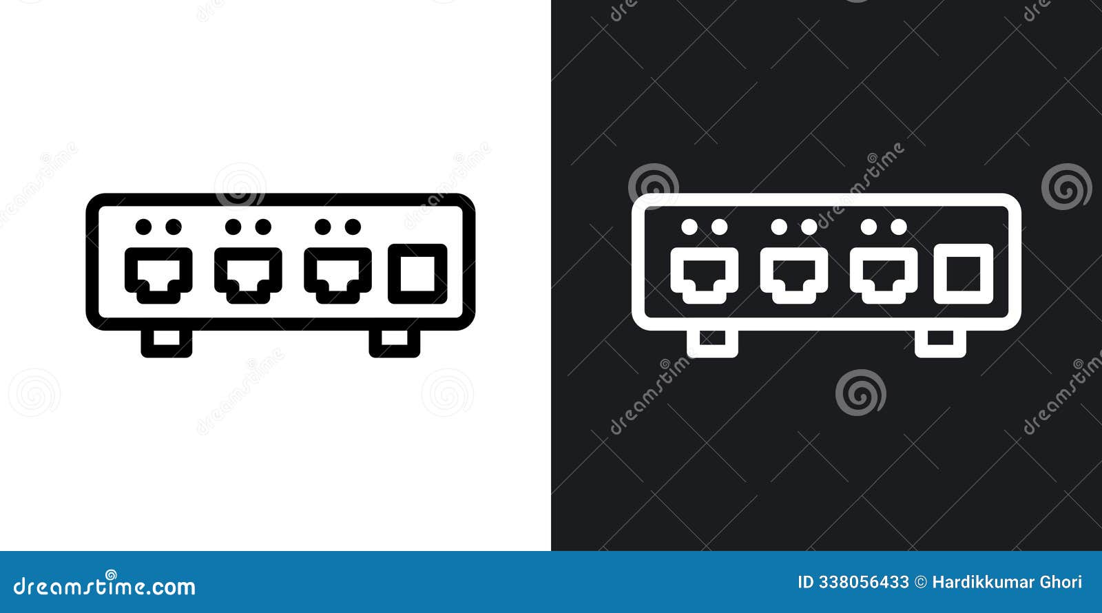 Network Switch With Ethernet Cables On Gray Background Stock Photo ...