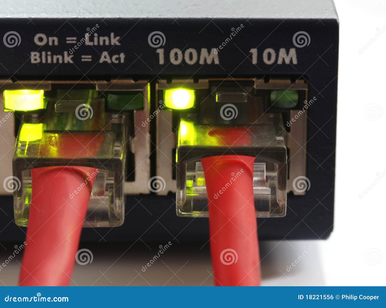 Network Switch with Two Red Ethernet Cables Stock Photo - Image of ...