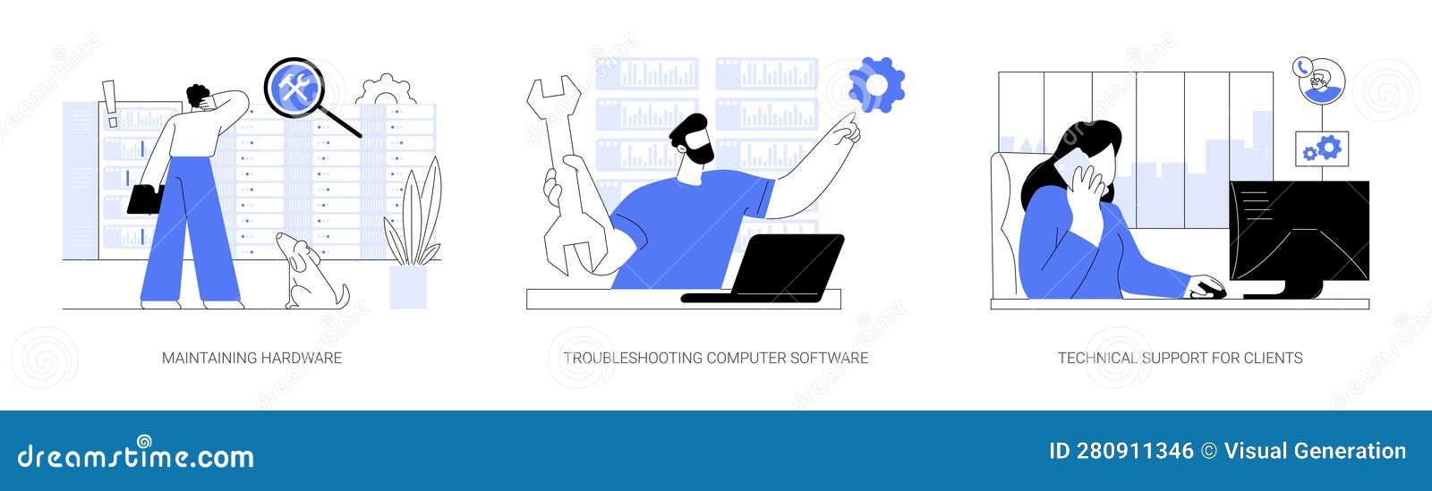 Network Technician Abstract Concept Vector Illustrations. Stock Vector ...