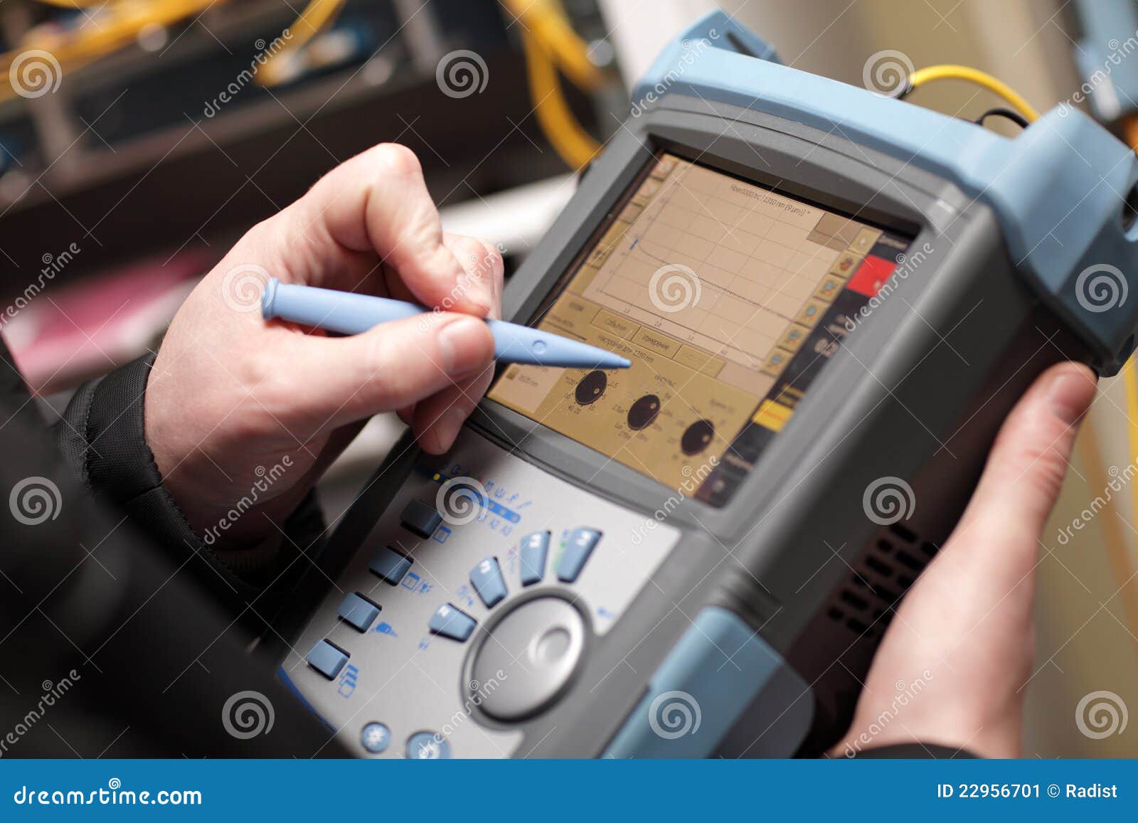 Network Technician Adjusting Reflectometer Stock Image - Image of ...
