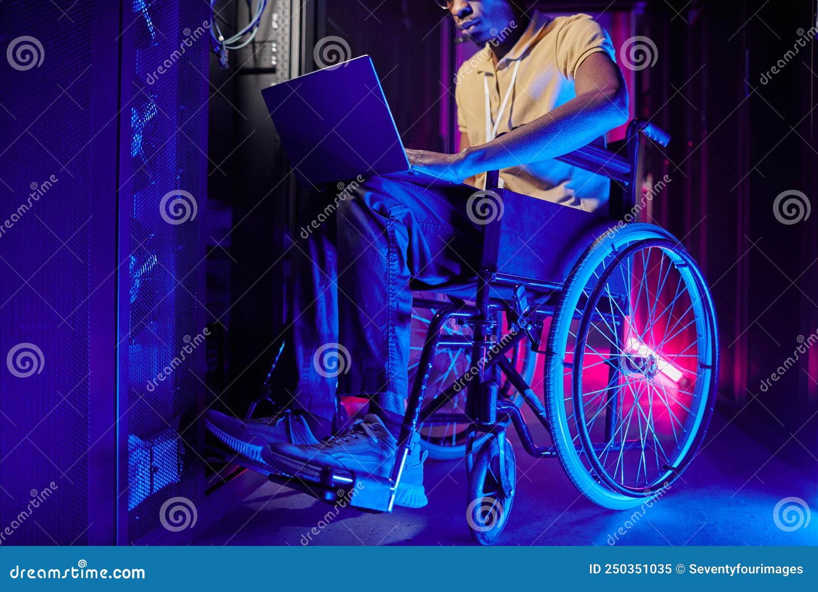 Network Technician Using Wheelchair Stock Image - Image of adult ...