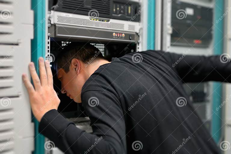 Network Technician is Working Stock Image - Image of broadband ...