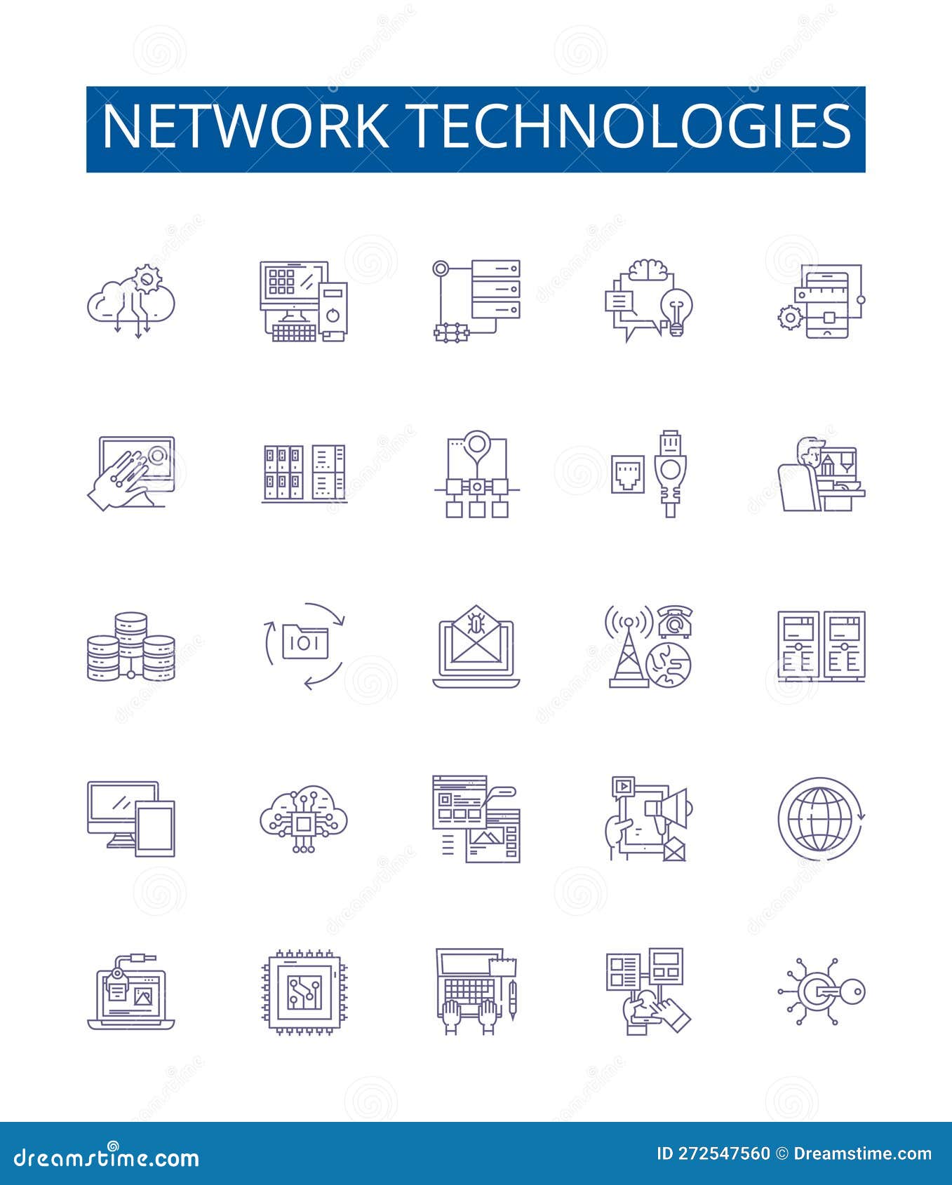Network Technologies Line Icons Signs Set. Design Collection of ... Network Technologies Line Icons Signs Set. Design Collection of ...