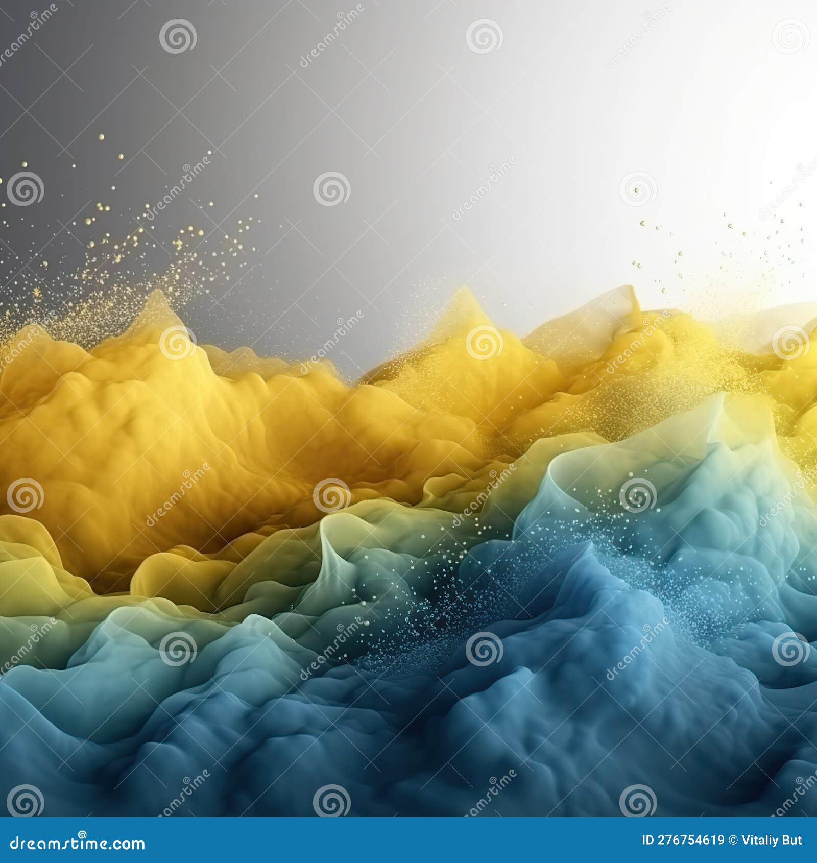 Network Technology Background Futuristic Tech Blue and Yellow Wave ...