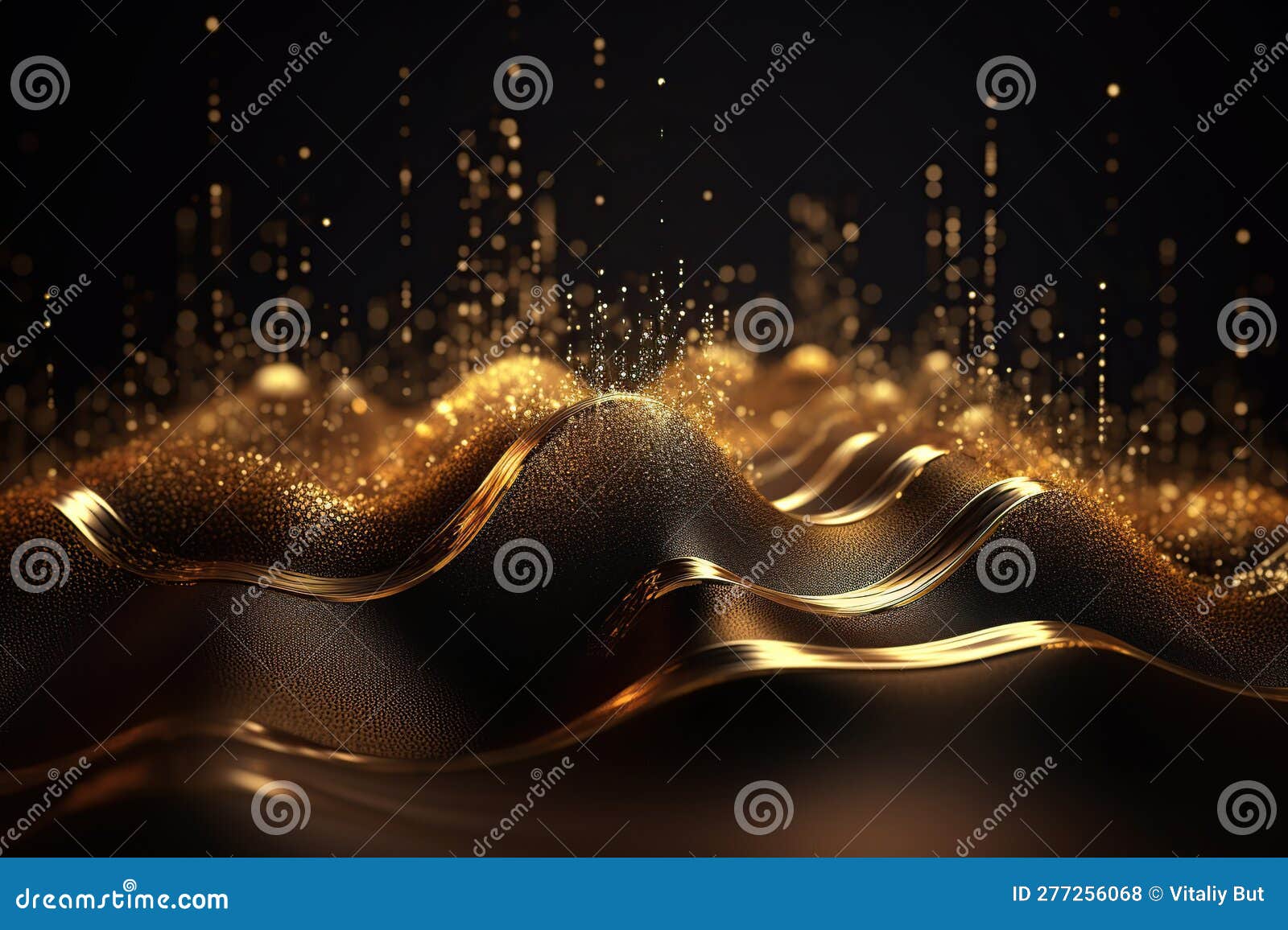 Network Technology Background Futuristic Tech Golden Wave Background ...