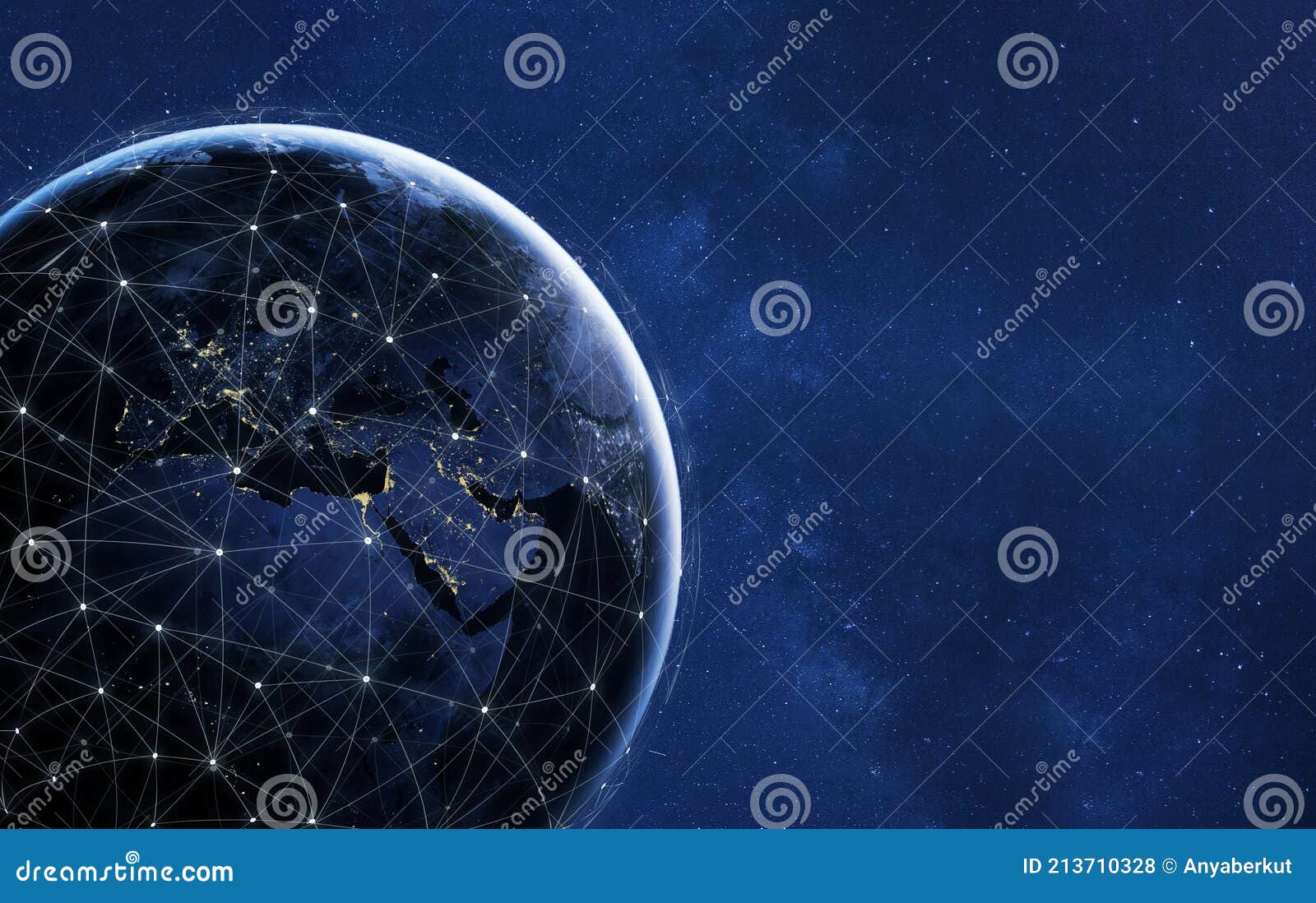 Network Technology and Communication Concept, Planet Earth from Space ...