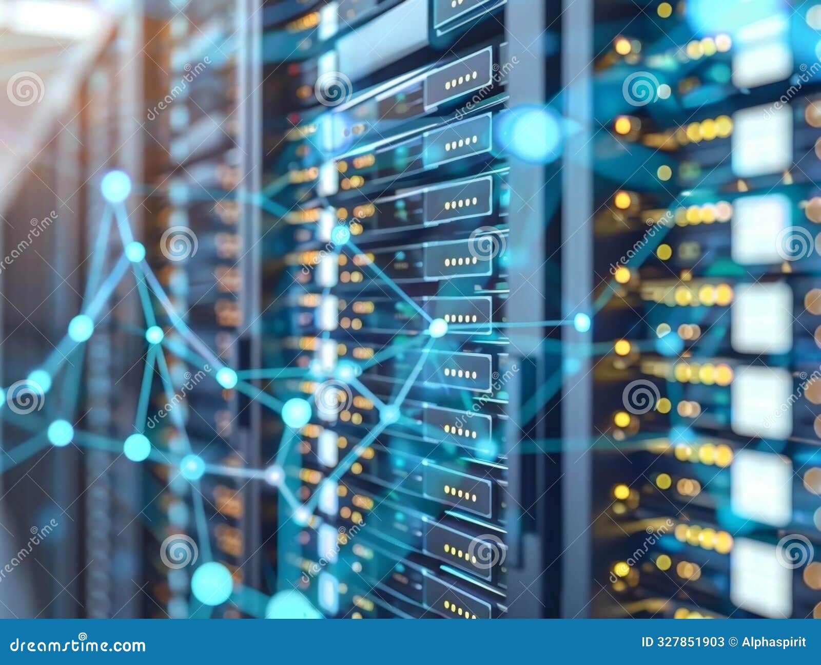 Network Technology Concept Showing Server Racks and Data Connections ...