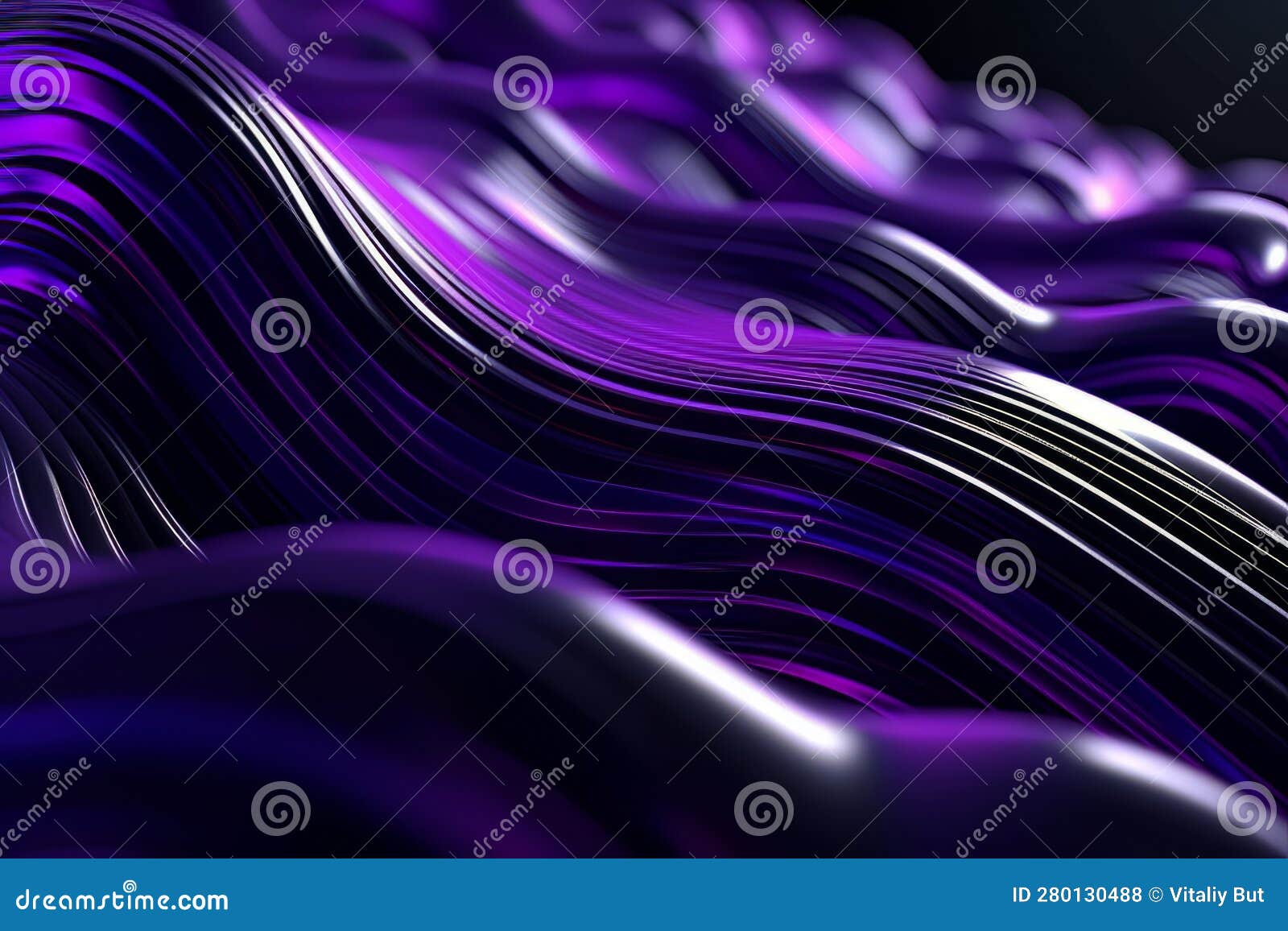 Network Technology. Futuristic Tech Black Background and Purple Waves ...